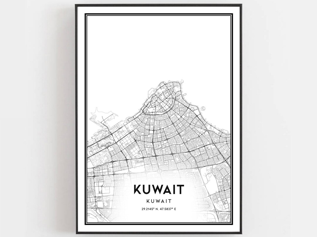 Kuwait Map Print, Kuwait Map Poster Wall Art, Kuwait City Map, Kuwait ...
