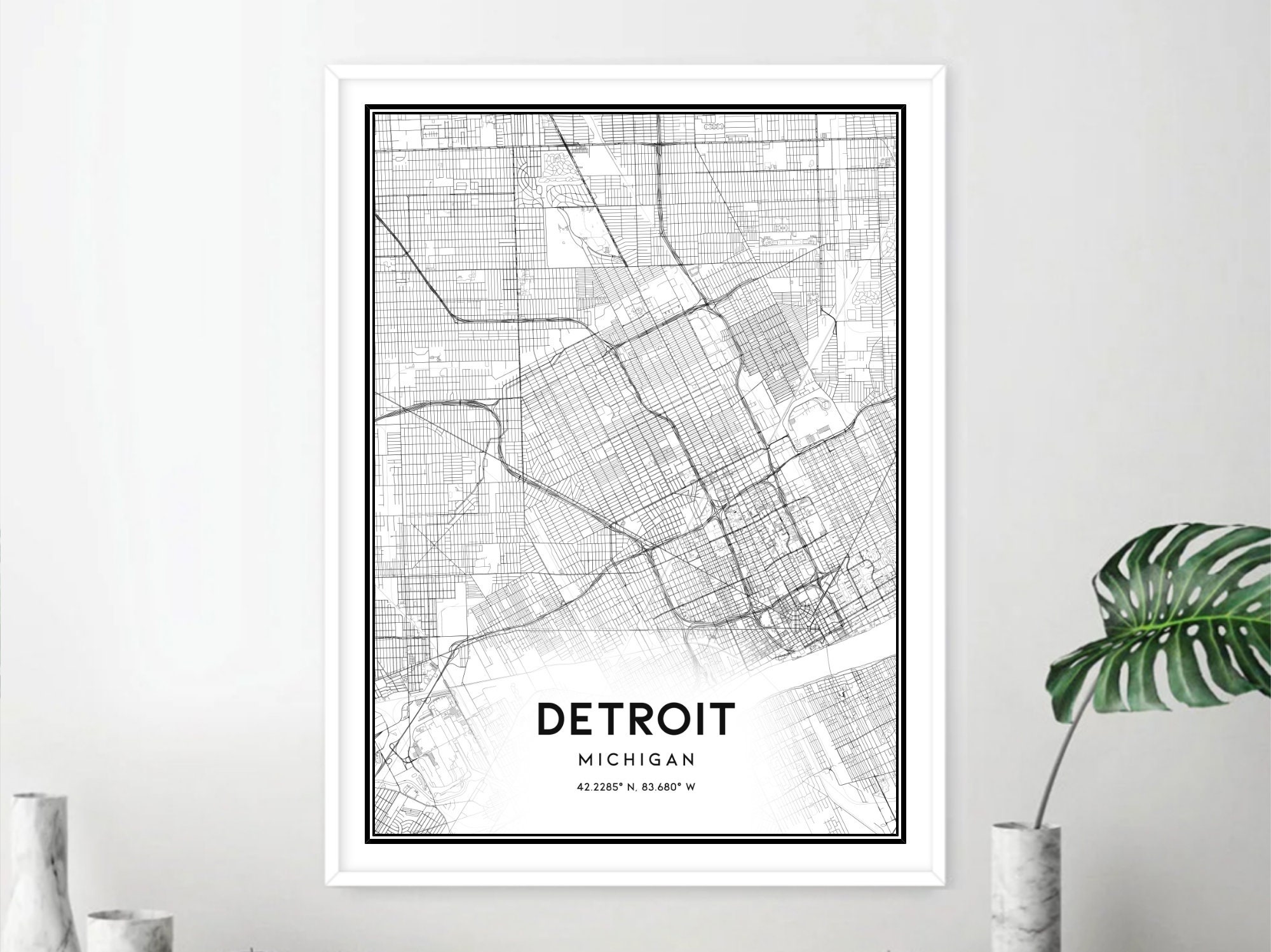 Detroit Map Print Detroit Map Poster Wall Art Mi City Map | Etsy