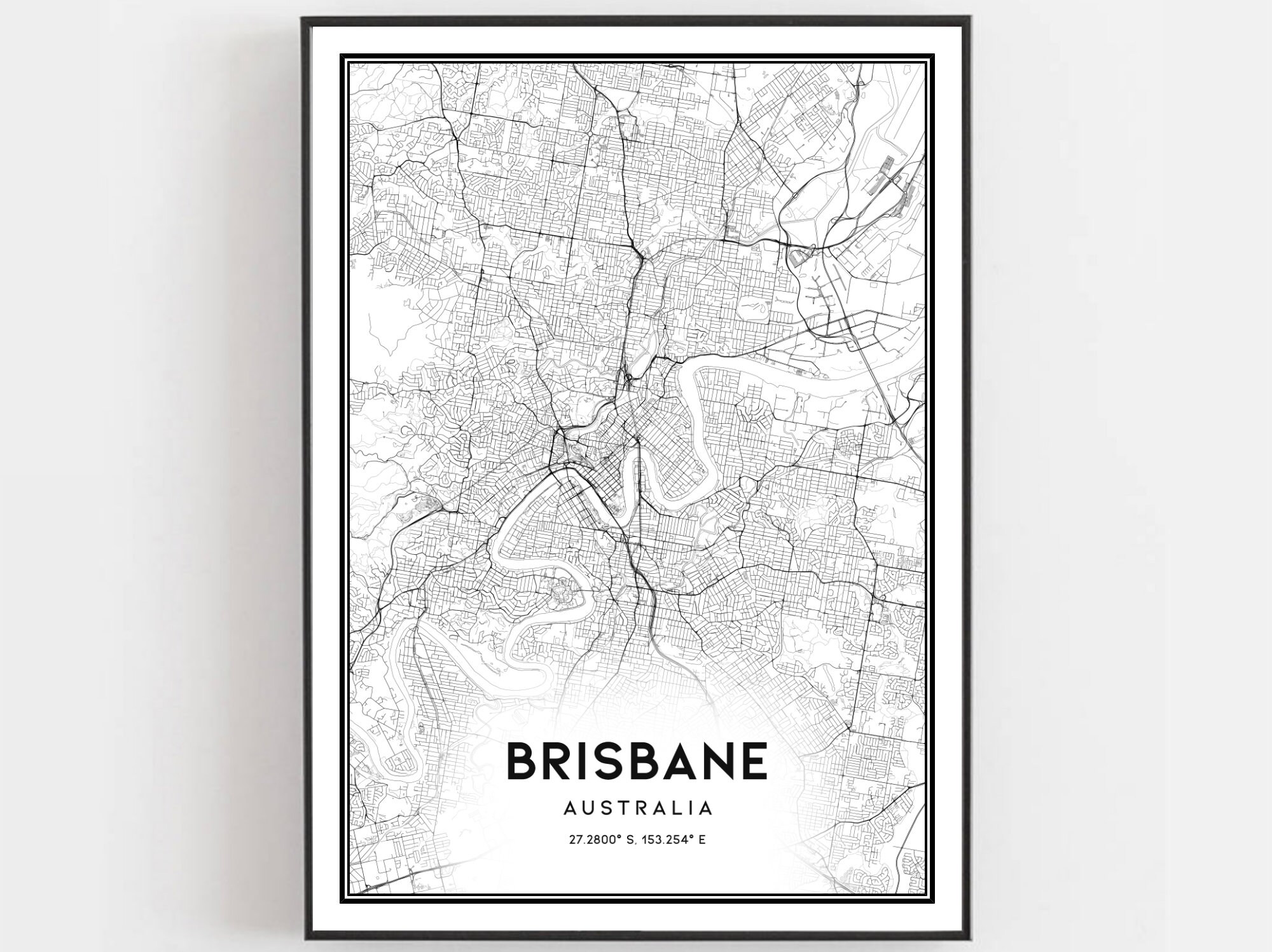 Brisbane Map Print Brisbane Map Poster Wall Art Brisbane | Etsy