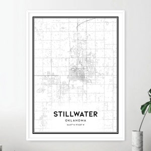 Stillwater Map Print, Stillwater Map Poster Wall Art, Ok City Map ...