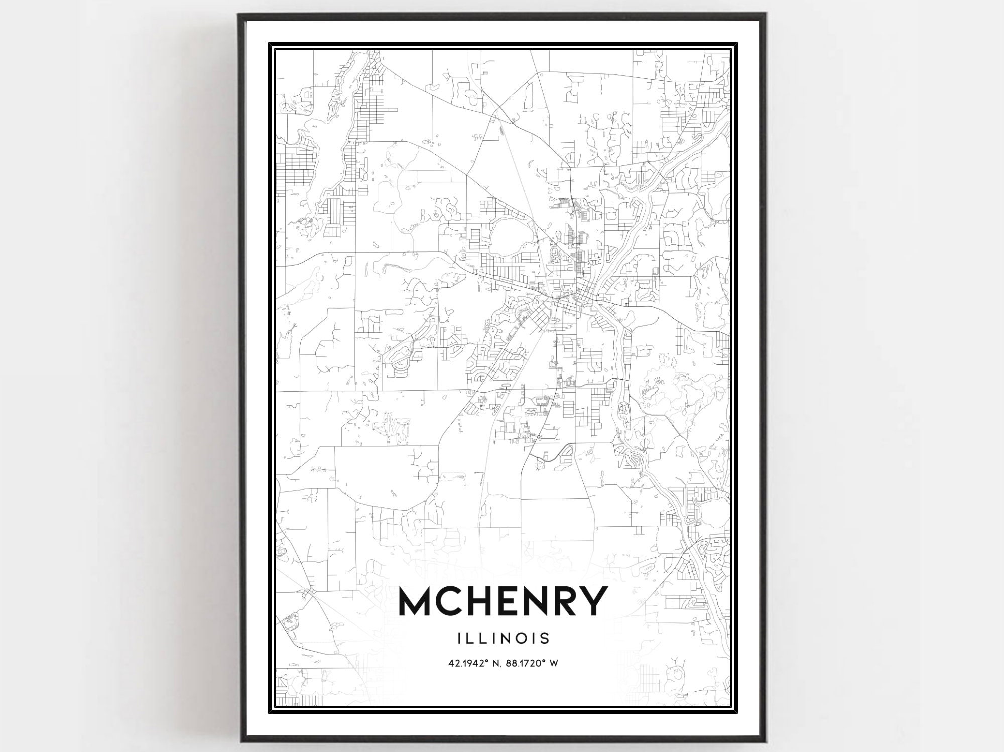 Mchenry Map Print Mchenry Map Poster Wall Art Il City Map | Etsy