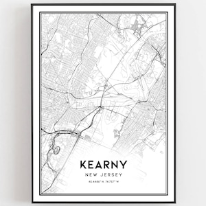 Kearny Map Print, Kearny Map Poster Wall Art, Nj City Map, New Jersey ...