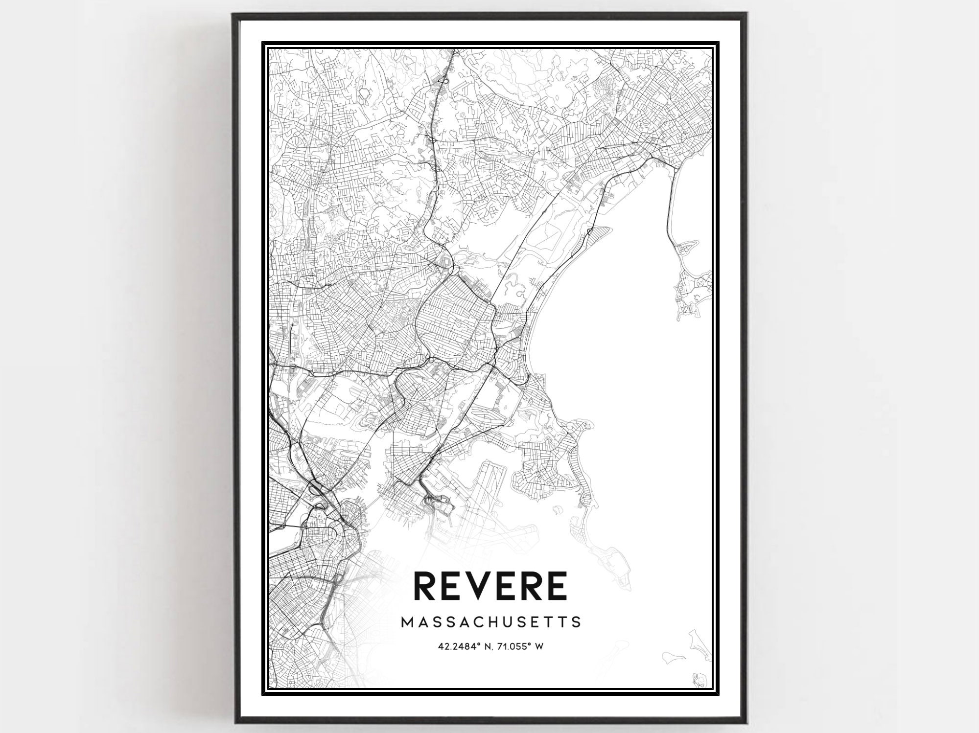 Revere Map Print, Revere Map Poster Wall Art, Ma City Map ...