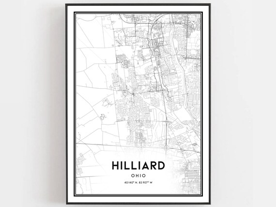 Hilliard Map Print Hilliard Map Poster Wall Art Oh City | Etsy