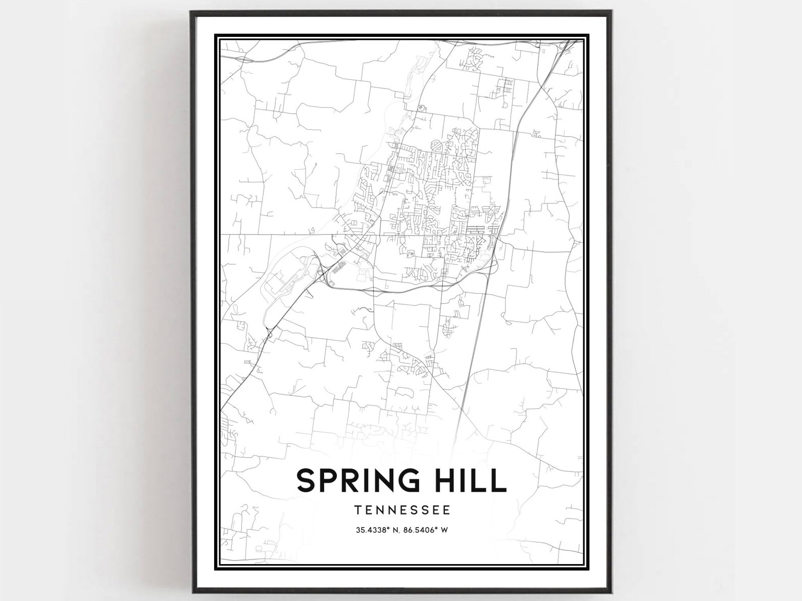 Spring Hill Map Print Spring Hill Map Poster Wall Art Tn | Etsy