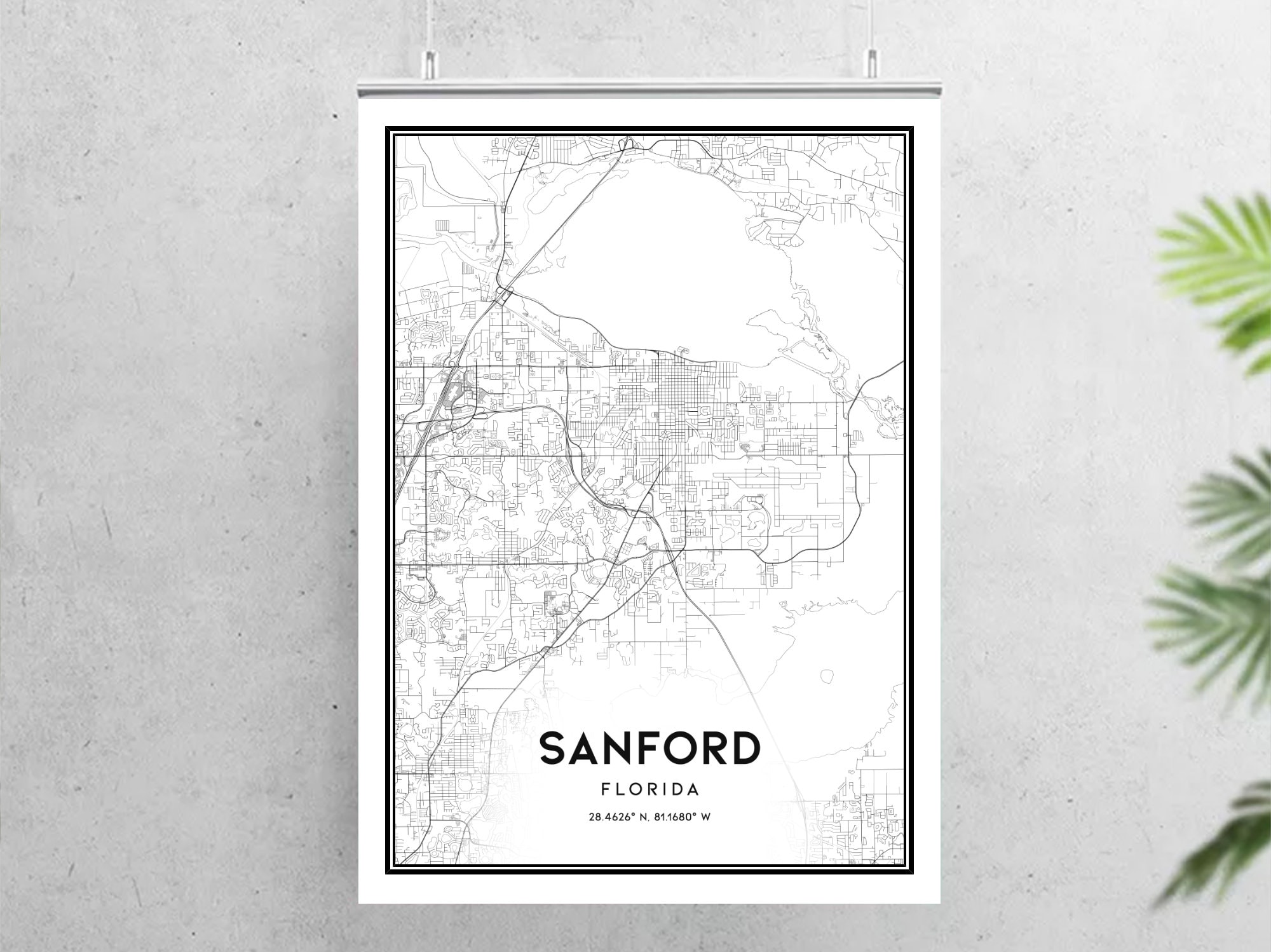 Sanford Map Print Sanford Map Poster Wall Art Fl City Map - Etsy