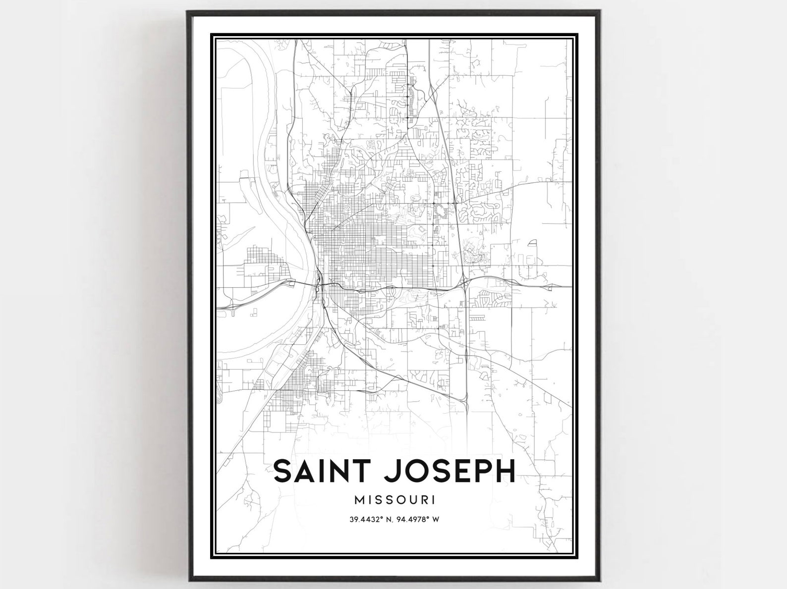 Saint Joseph Map Print, Saint Joseph Map Poster Wall Art, Mo City Map ...