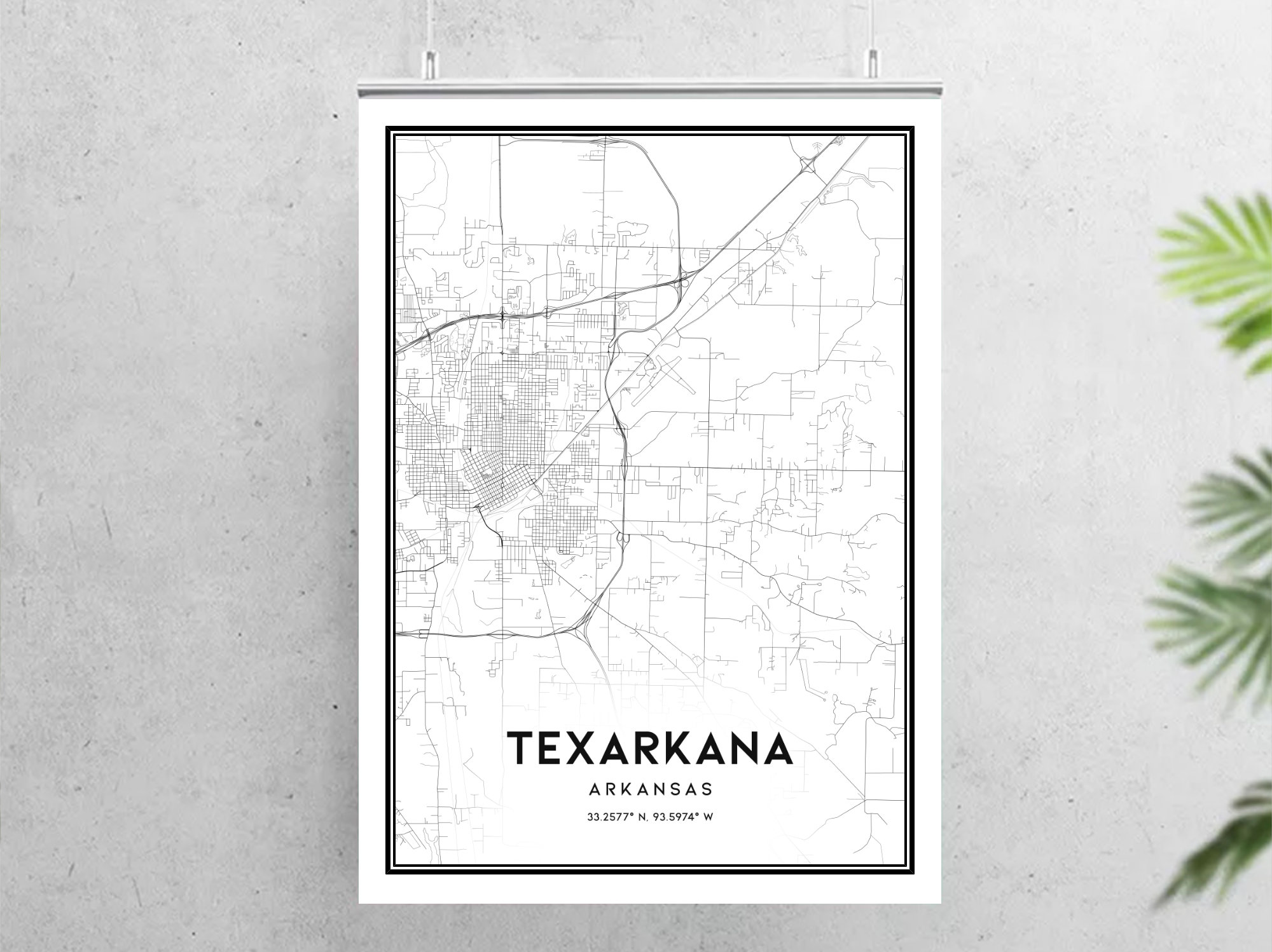 Texarkana Map Print Texarkana Map Poster Wall Art Ar City | Etsy