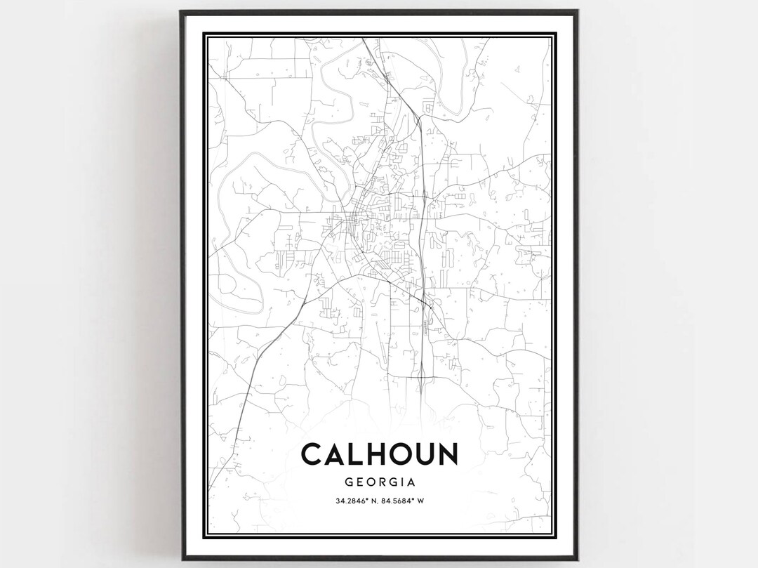 Calhoun Map Print, Calhoun Map Poster Wall Art, Ga City Map, Georgia ...