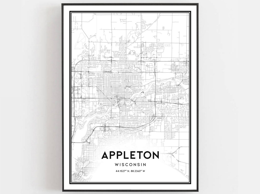 Appleton Map Print, Appleton Map Poster Wall Art, Wi City Map ...