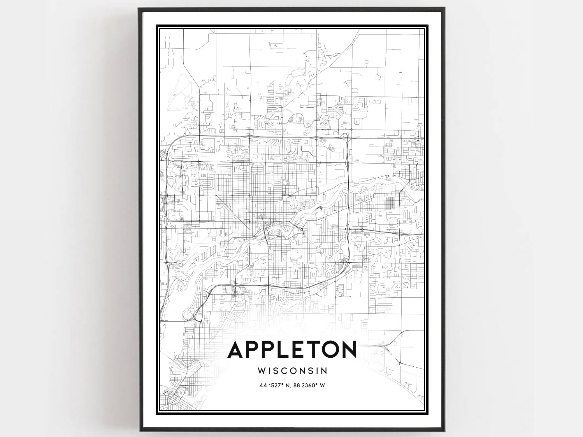 Appleton Map Print Appleton Map Poster Wall Art Wi City | Etsy
