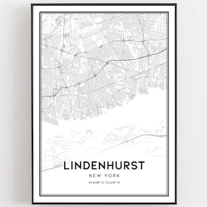 Lindenhurst Map Print, Lindenhurst Map Poster Wall Art, Ny City Map ...