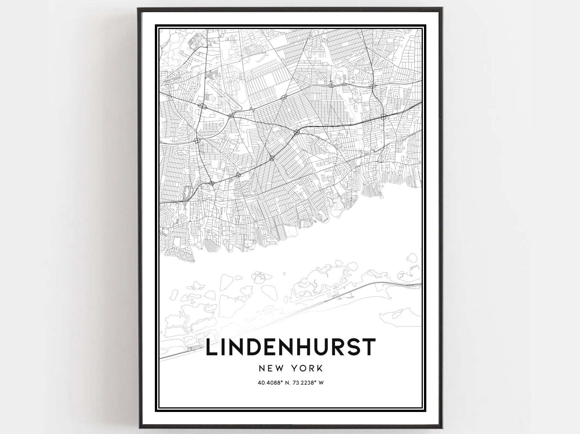 Lindenhurst Map Print Lindenhurst Map Poster Wall Art Ny - Etsy