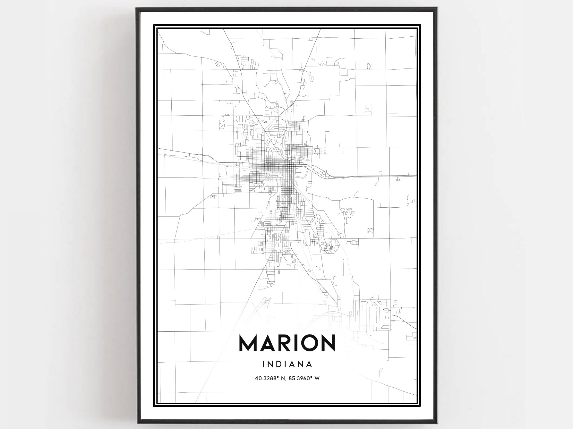 Marion Map Print Marion Map Poster Wall Art in City Map | Etsy