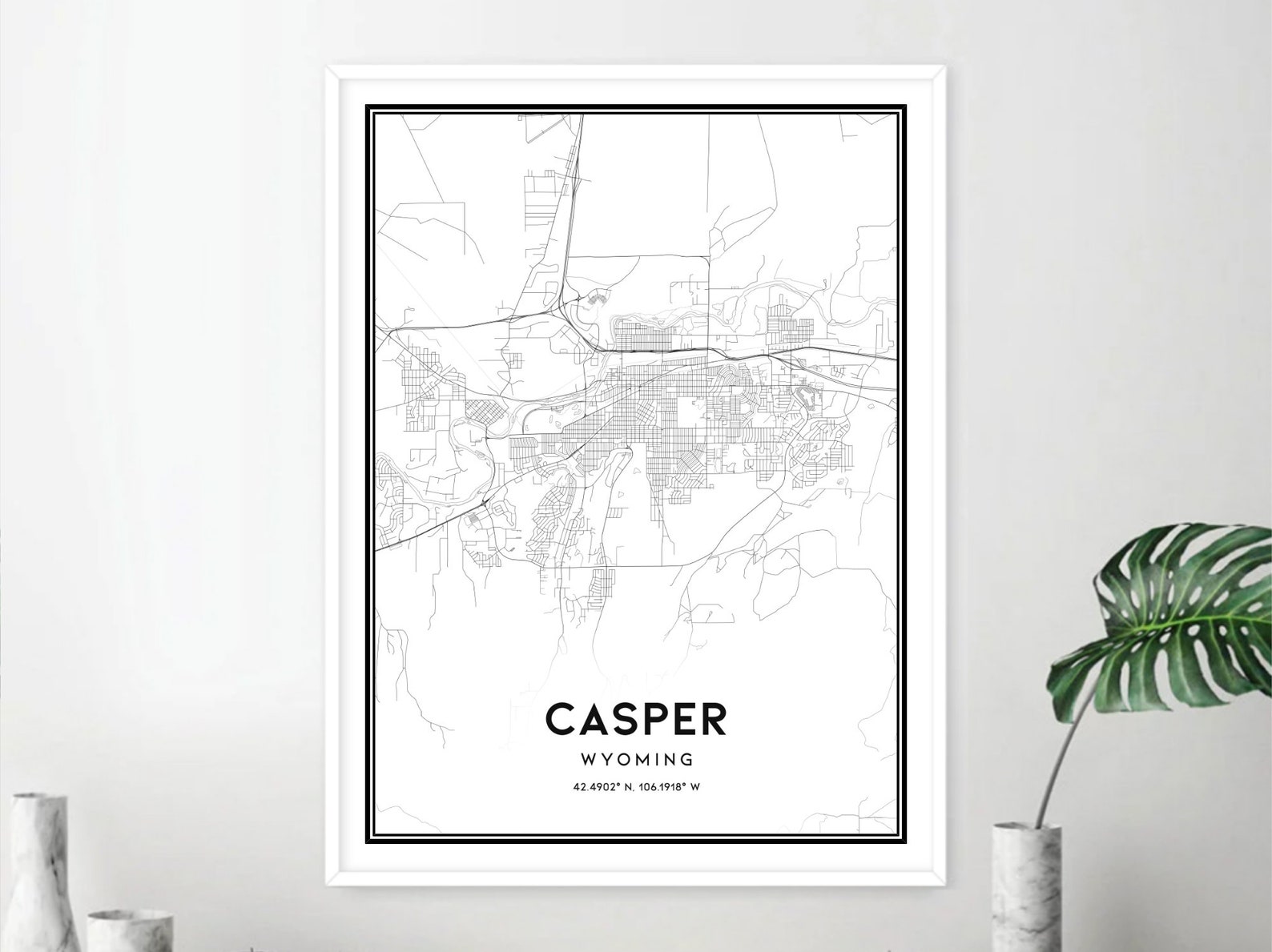 Casper Map Print Casper Map Poster Wall Art Wy City Map | Etsy