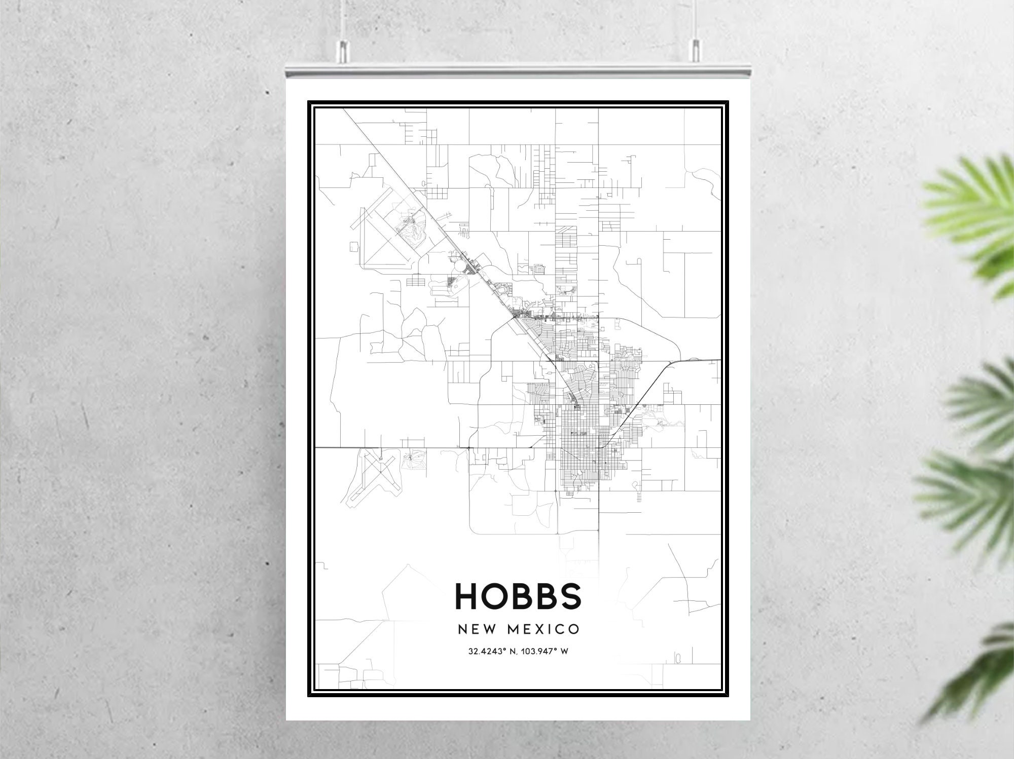 Hobbs Map Print Hobbs Map Poster Wall Art Nm City Map New | Etsy