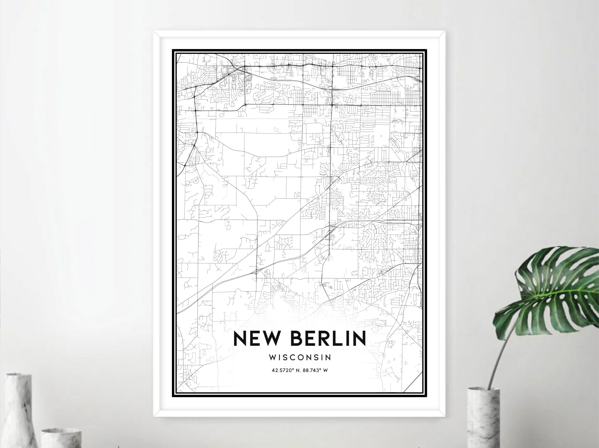 New Berlin Map Print New Berlin Map Poster Wall Art Wi City - Etsy