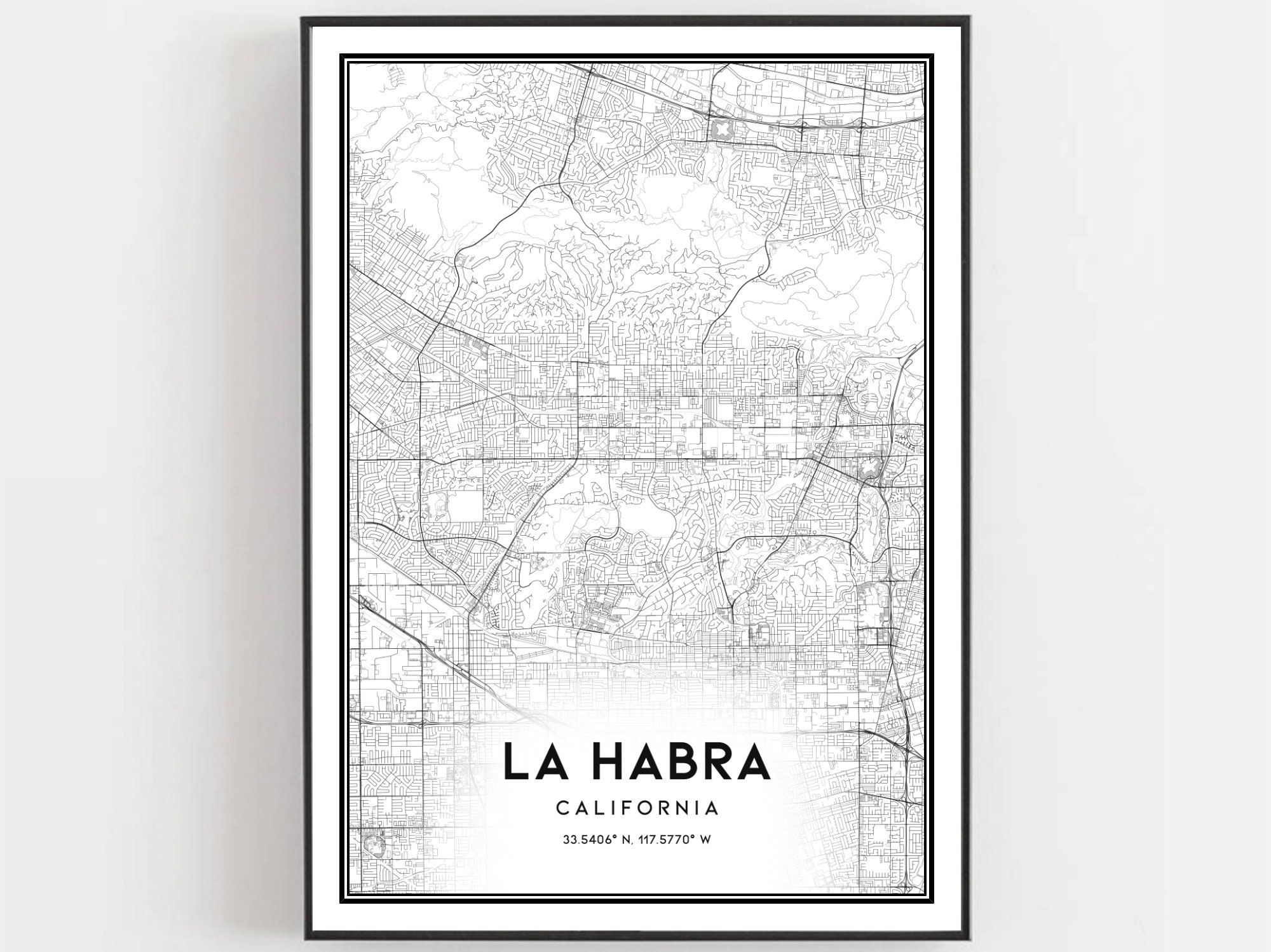 La Habra Map Print, La Habra Map Poster Wall Art, Ca City Map ...