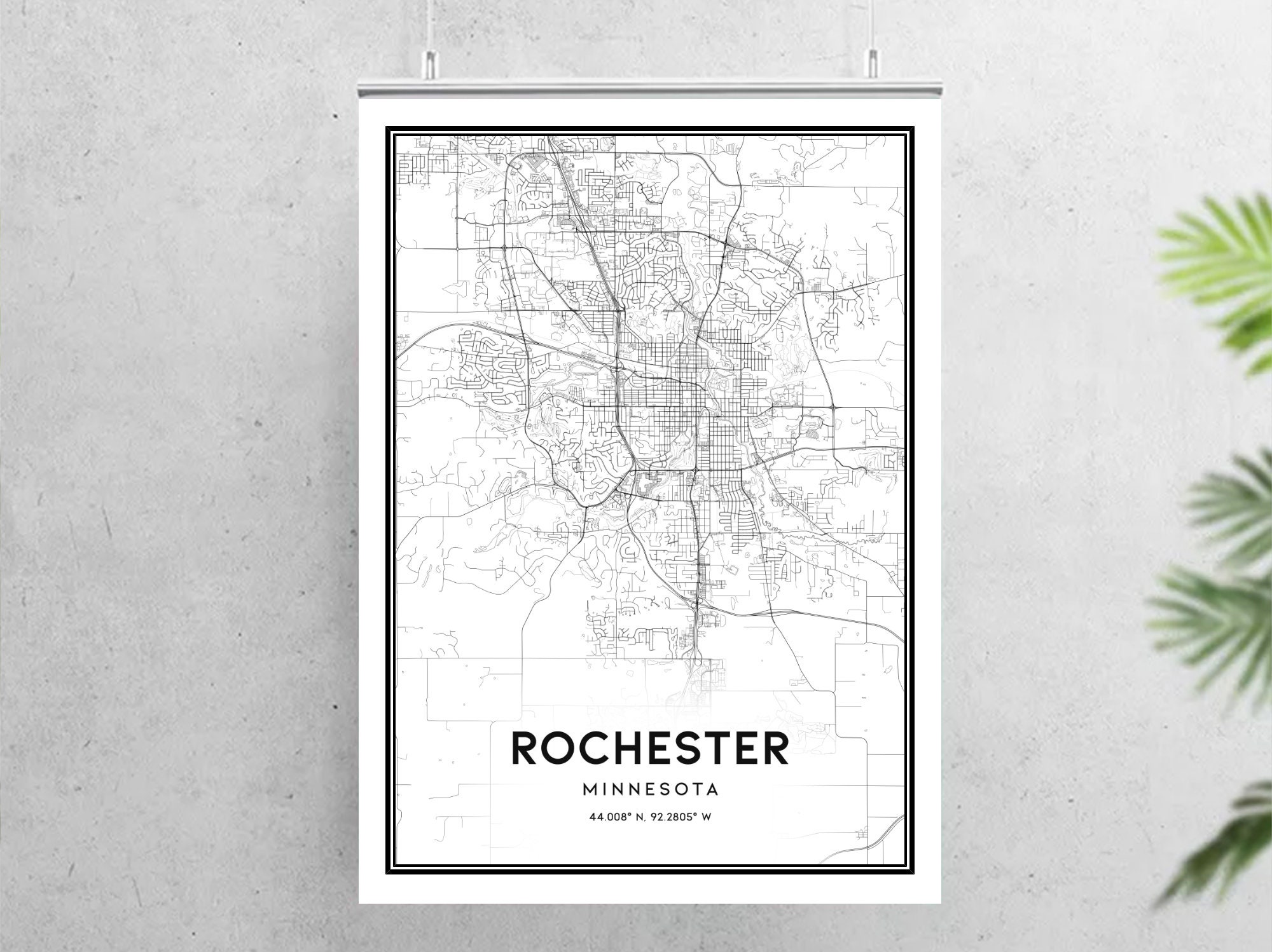 Rochester Map Print Rochester Map Poster Wall Art Mn City | Etsy