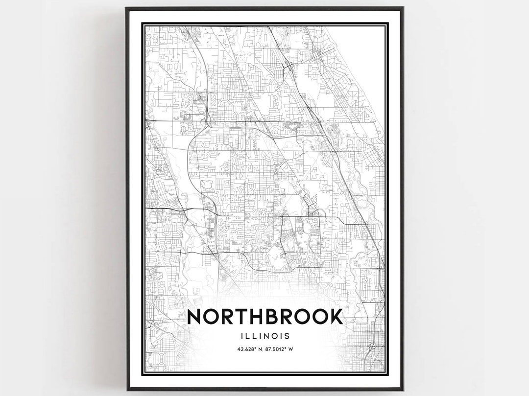 Northbrook Map Print, Northbrook Map Poster Wall Art, Il City Map ...