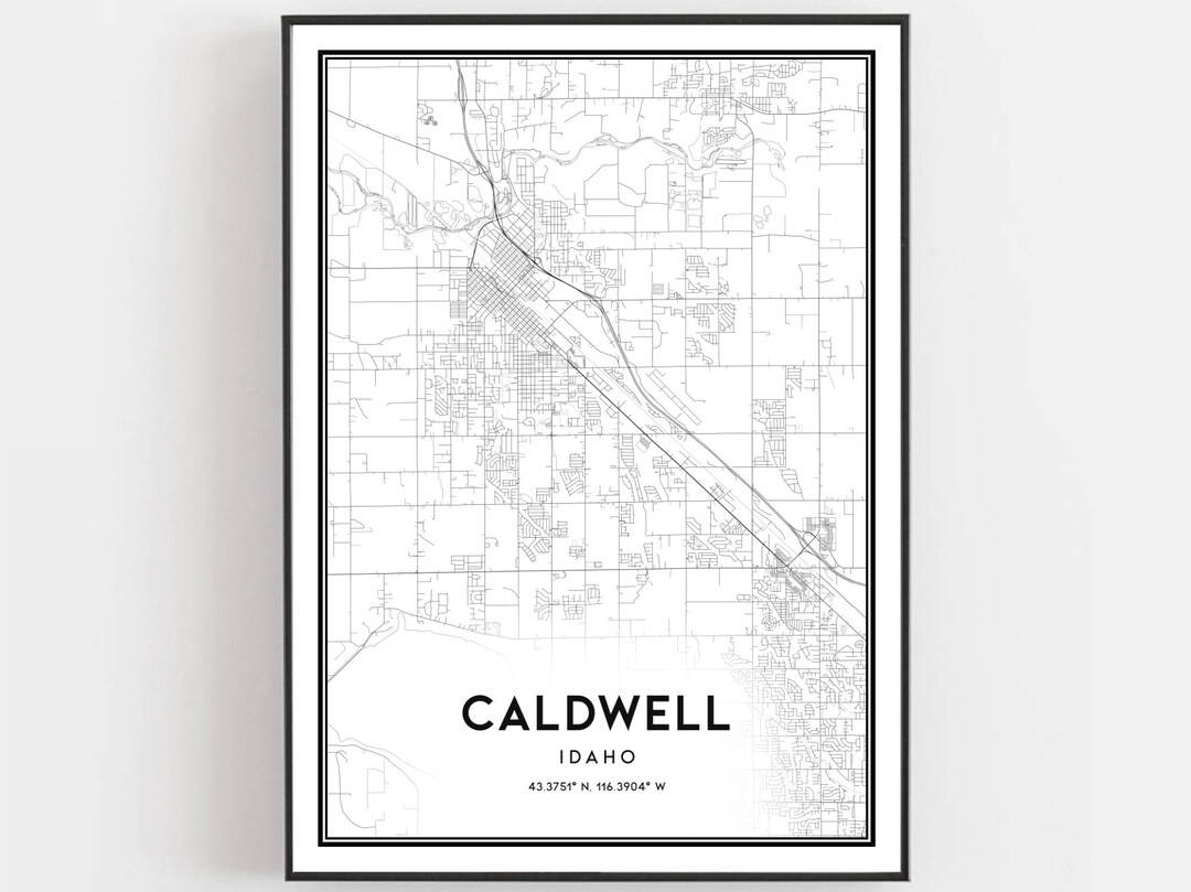 Caldwell Map Print, Caldwell Map Poster Wall Art, Id City Map, Idaho ...