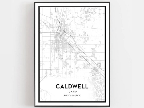 Caldwell Map Print Caldwell Map Poster Wall Art Id City Map | Etsy