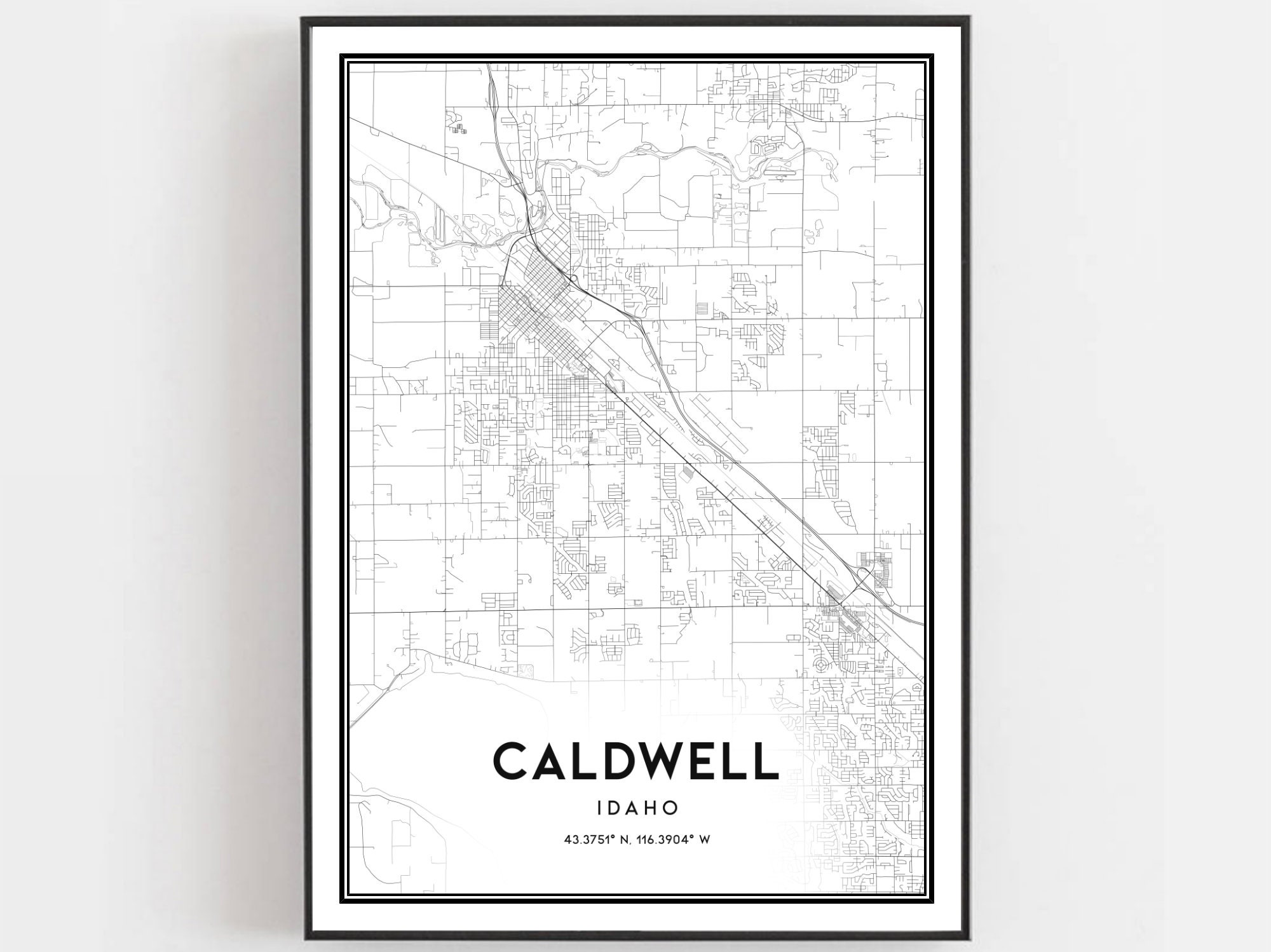 Caldwell Map Print, Caldwell Map Poster Wall Art, Id City Map, Idaho ...