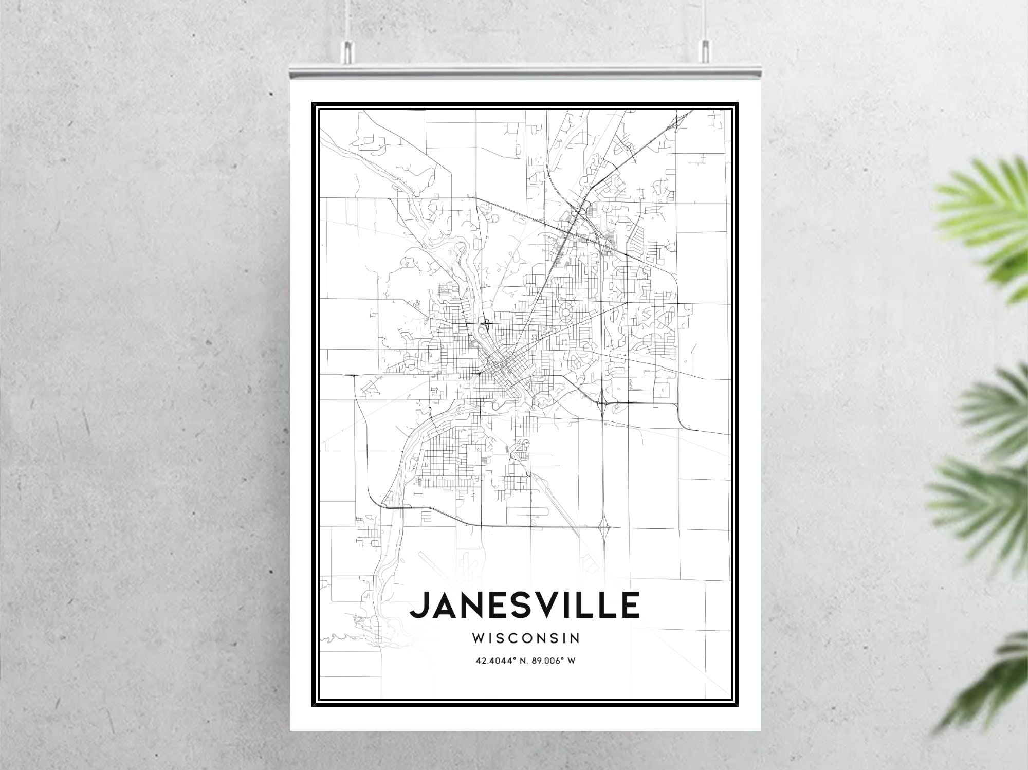 Janesville Map Print Janesville Map Poster Wall Art Wi City - Etsy