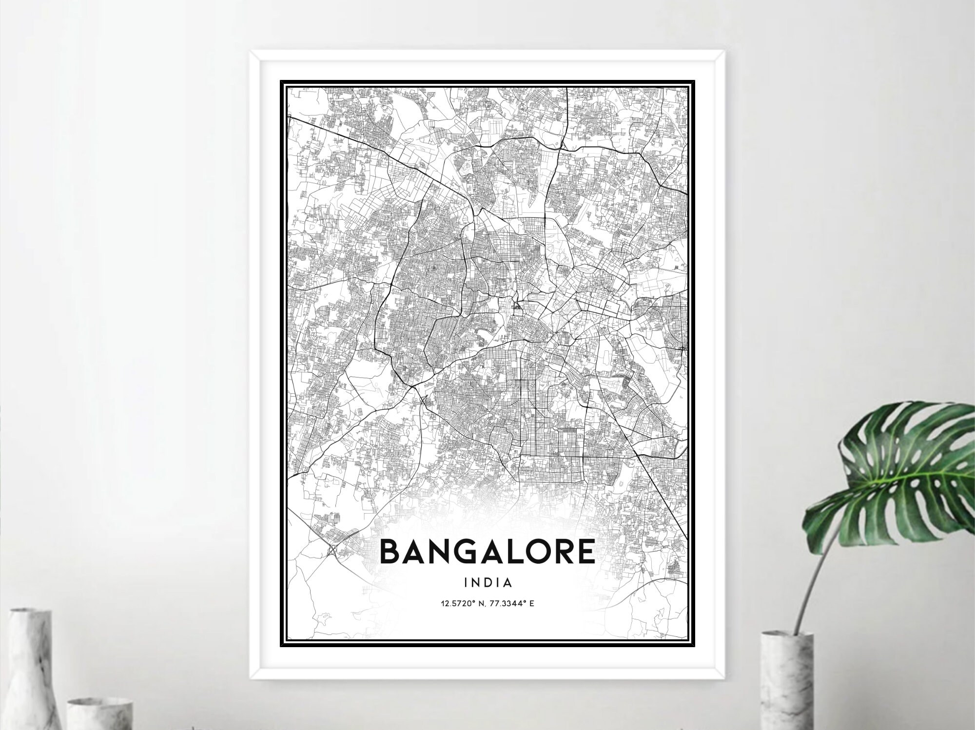 Bangalore Map Print, Bangalore Map Poster Wall Art, Bangalore City Map ...
