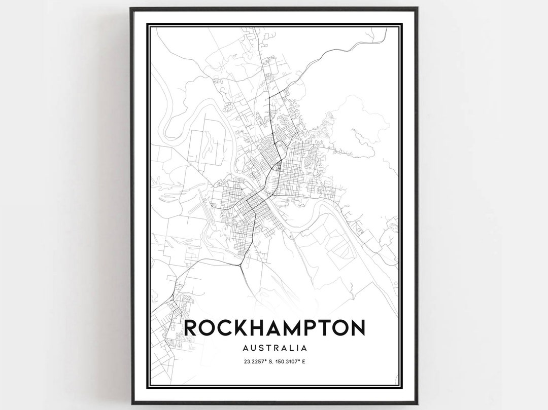 Rockhampton Map Print, Rockhampton Map Poster Wall Art, Rockhampton ...