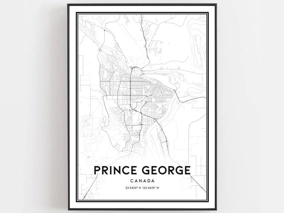 Prince George Map Print Prince George Map Poster Wall Art | Etsy