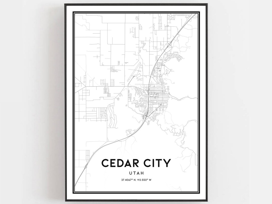 Cedar City Map Print, Cedar City Map Poster Wall Art, Ut City Map, Utah ...