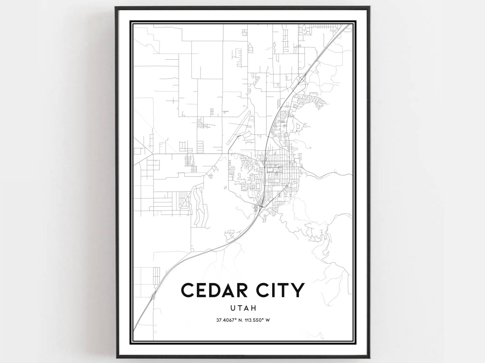 Cedar City Map Print, Cedar City Map Poster Wall Art, Ut City Map, Utah ...