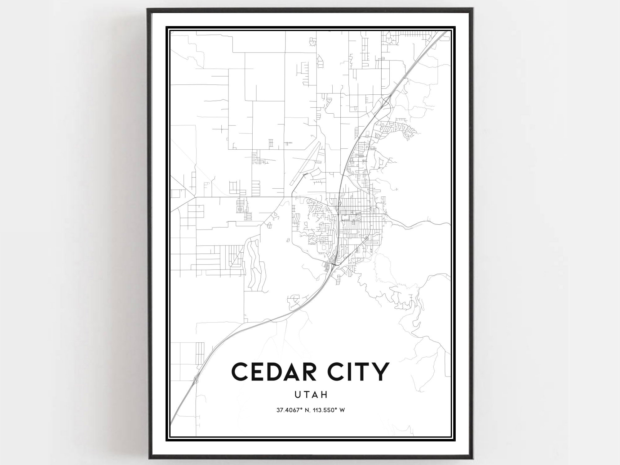 Cedar City Map Print, Cedar City Map Poster Wall Art, Ut City Map, Utah ...