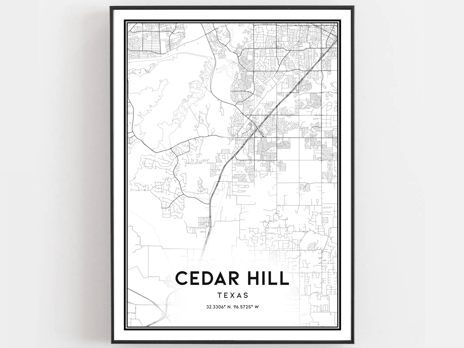 Cedar Hill Map Print Cedar Hill Map Poster Wall Art Tx City | Etsy