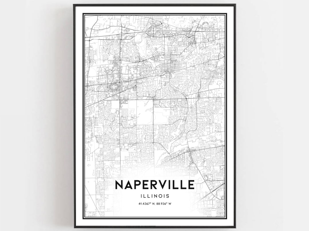 Naperville Map Print, Naperville Map Poster Wall Art, Il City Map ...