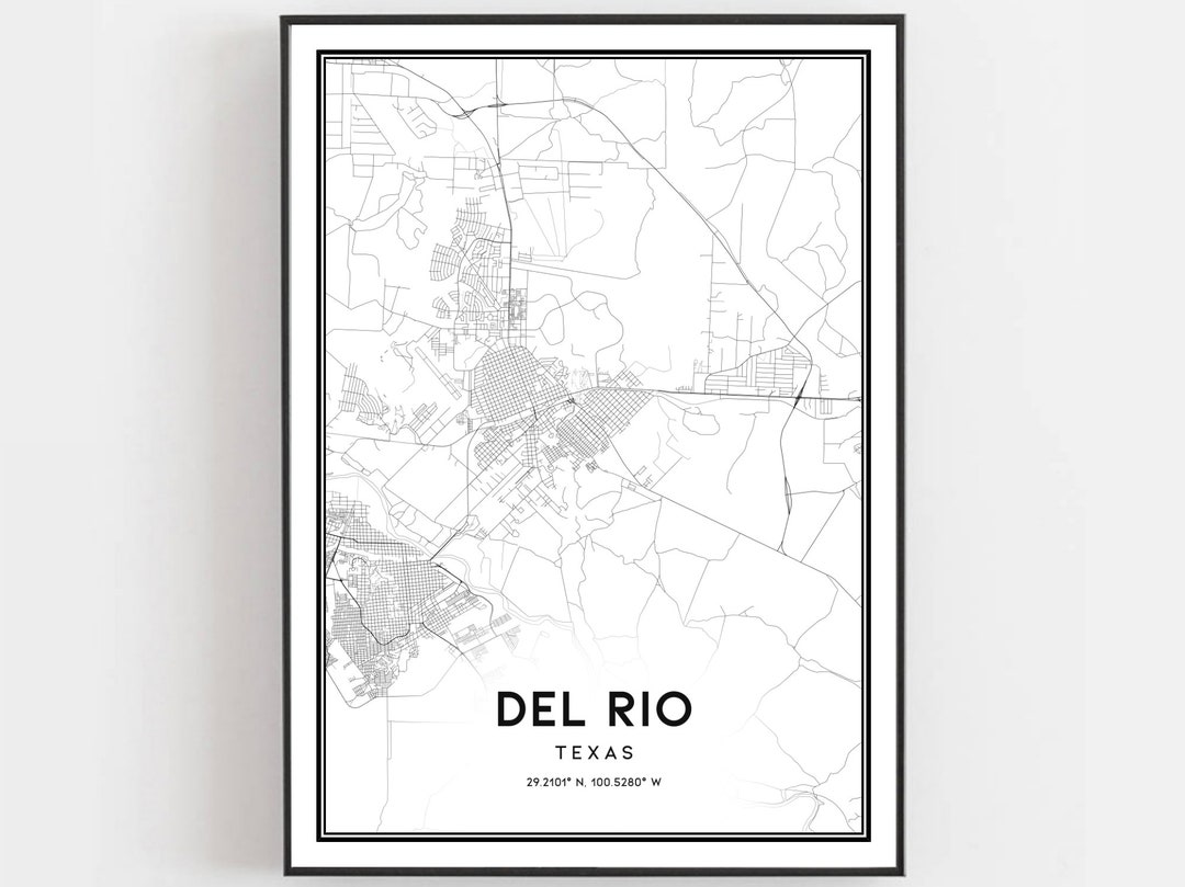 Del Rio Map Print, Del Rio Map Poster Wall Art, Tx City Map, Texas ...