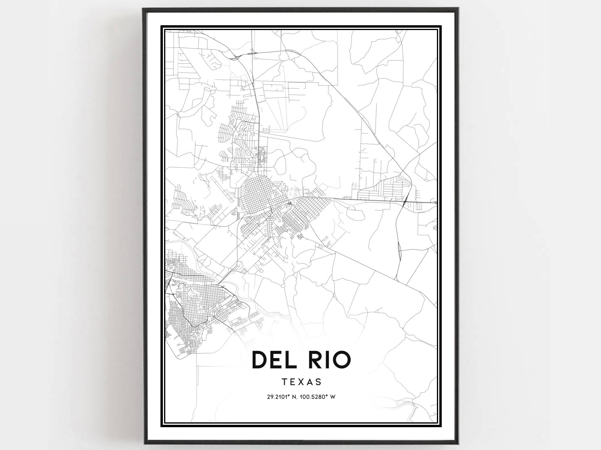 Home Décor Del Rio Texas Map Decor Canvas Print Del Rio Texas Map Print ...