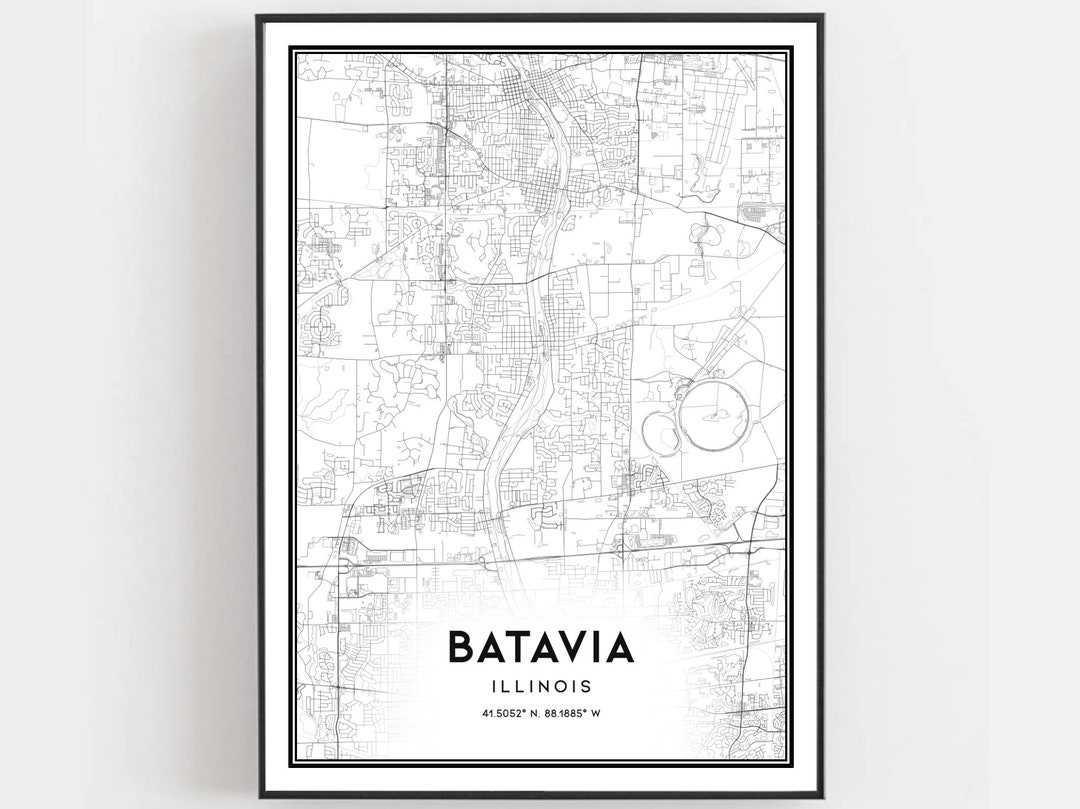 Batavia Map Print, Batavia Map Poster Wall Art, Il City Map, Illinois ...