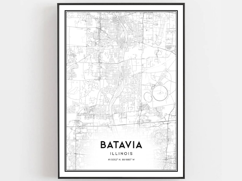 Batavia Map Print Batavia Map Poster Wall Art Il City Map - Etsy