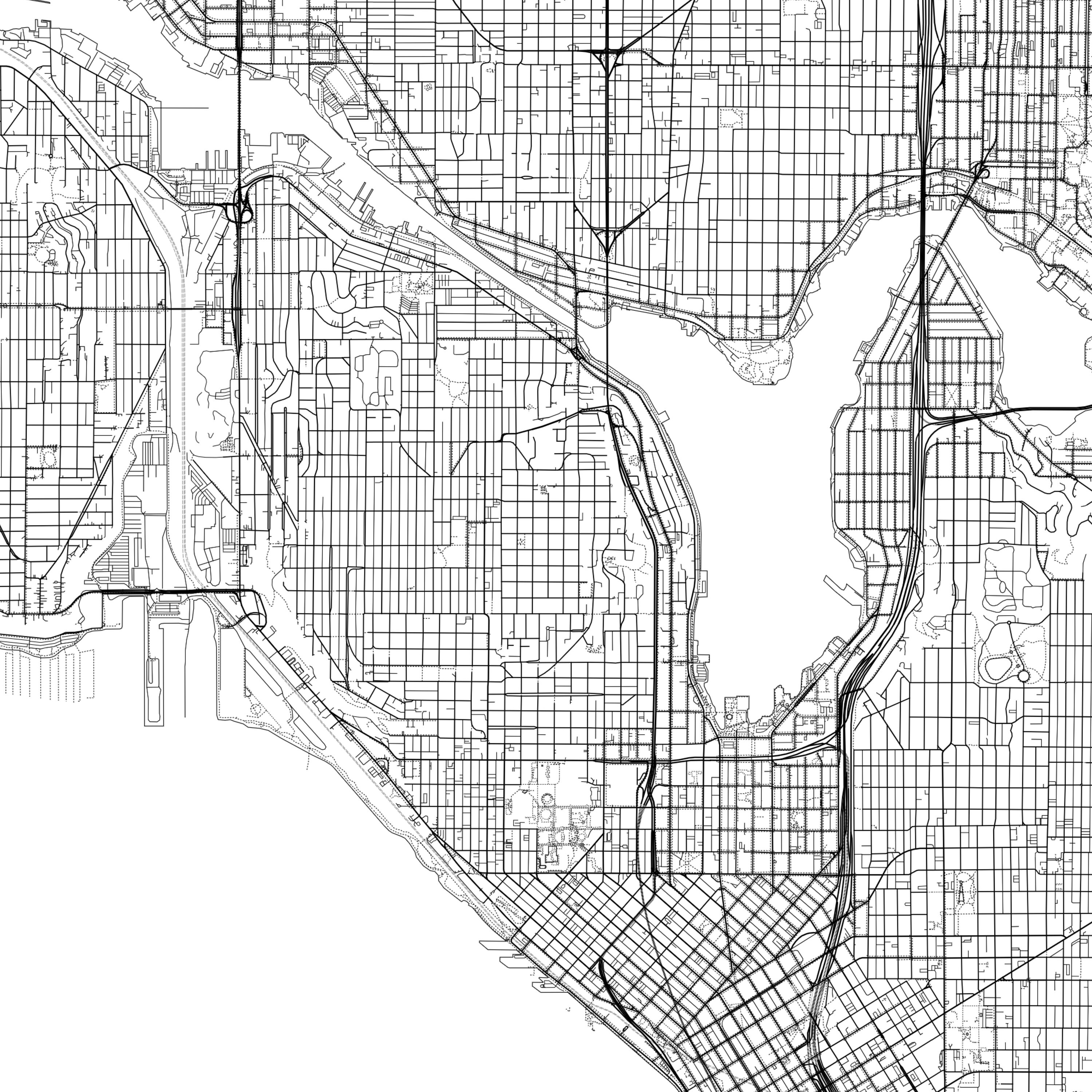 Seattle Map Print, Seattle Map Poster Wall Art, Wa City Map, Washington ...