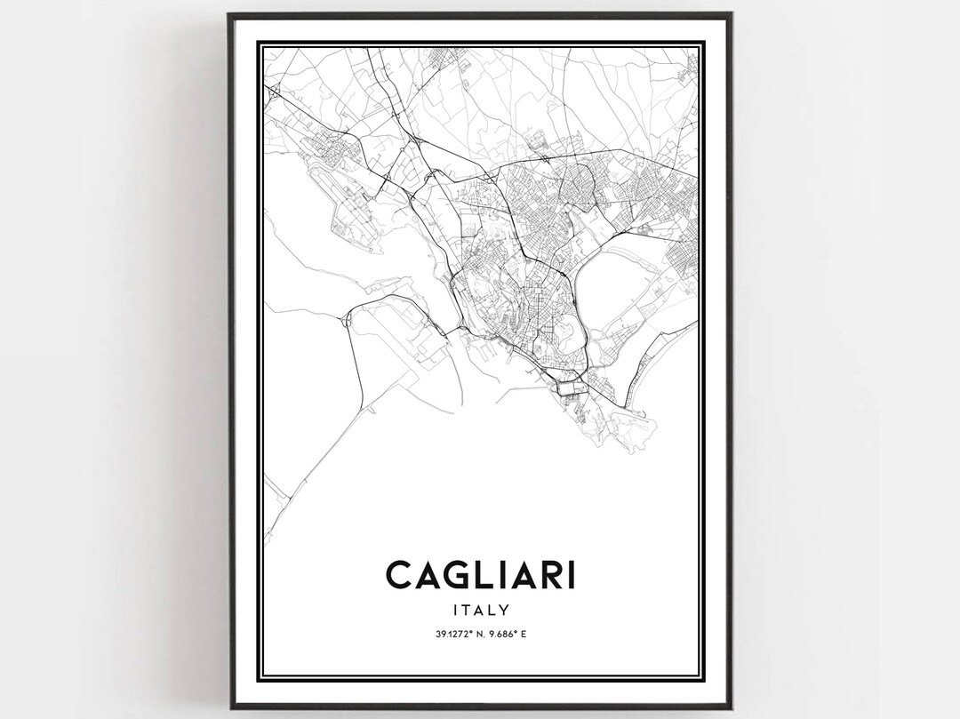 Cagliari Map Print, Cagliari Map Poster Wall Art, Cagliari City Map, Cagliari Print Street Map ...