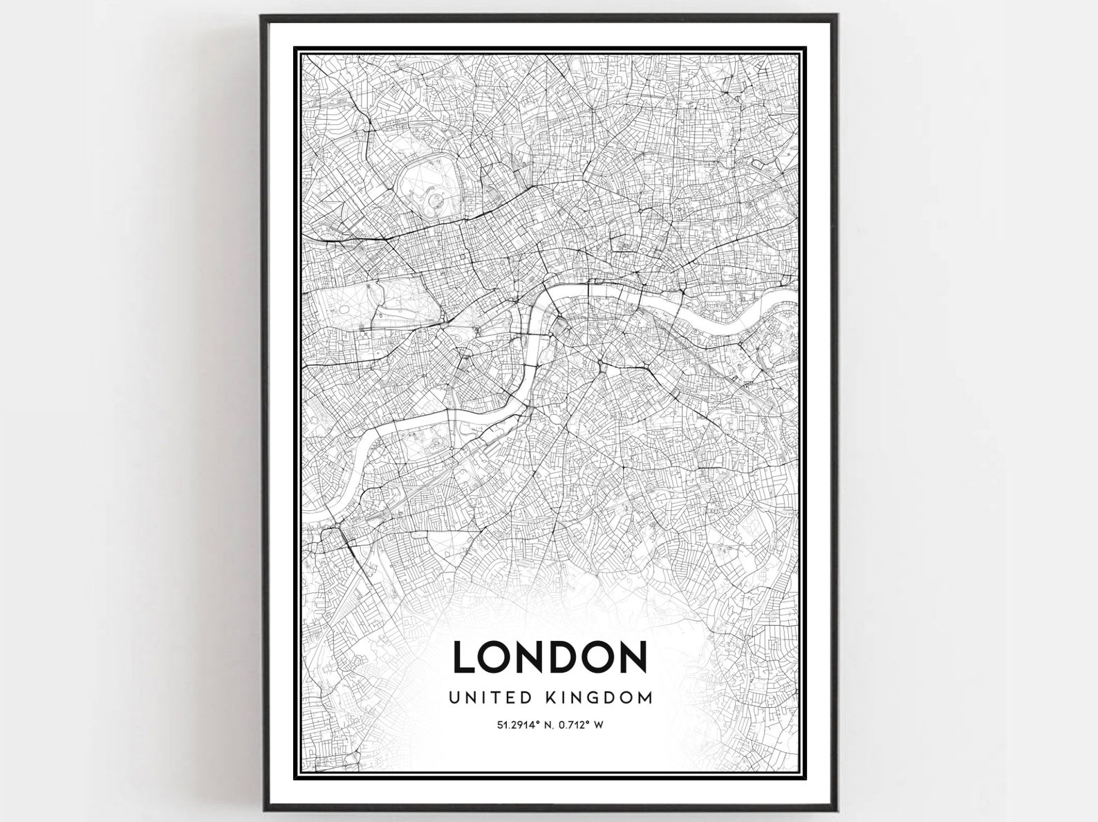 London Map Print London Map Poster Wall Art London City | Etsy