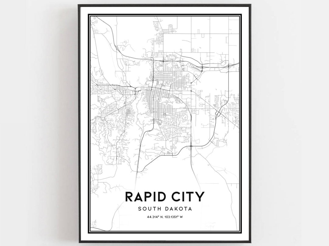 Rapid City Map Print, Rapid City Map Poster Wall Art, Sd City Map ...