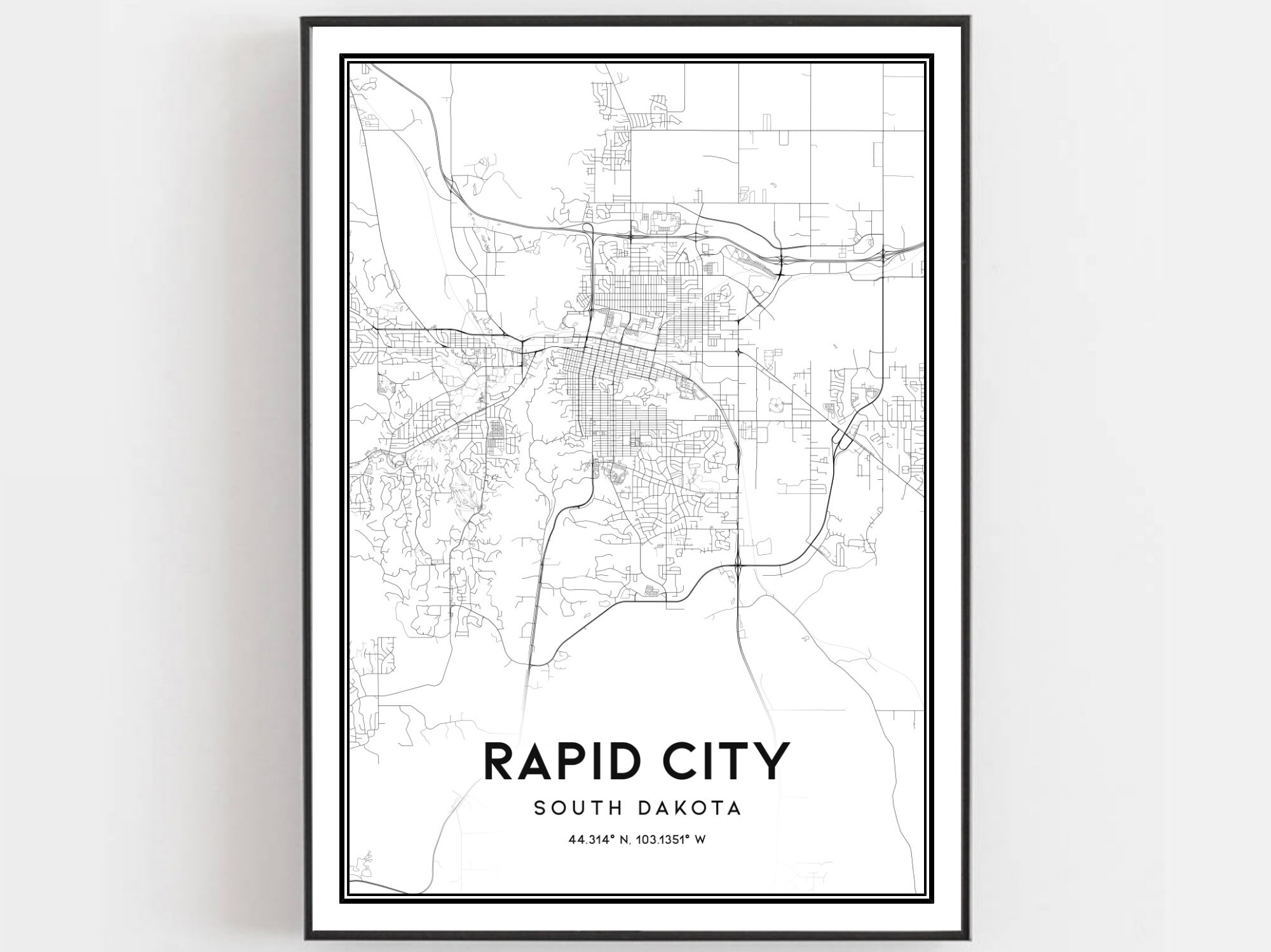 Rapid City Map Print, Rapid City Map Poster Wall Art, Sd City Map ...