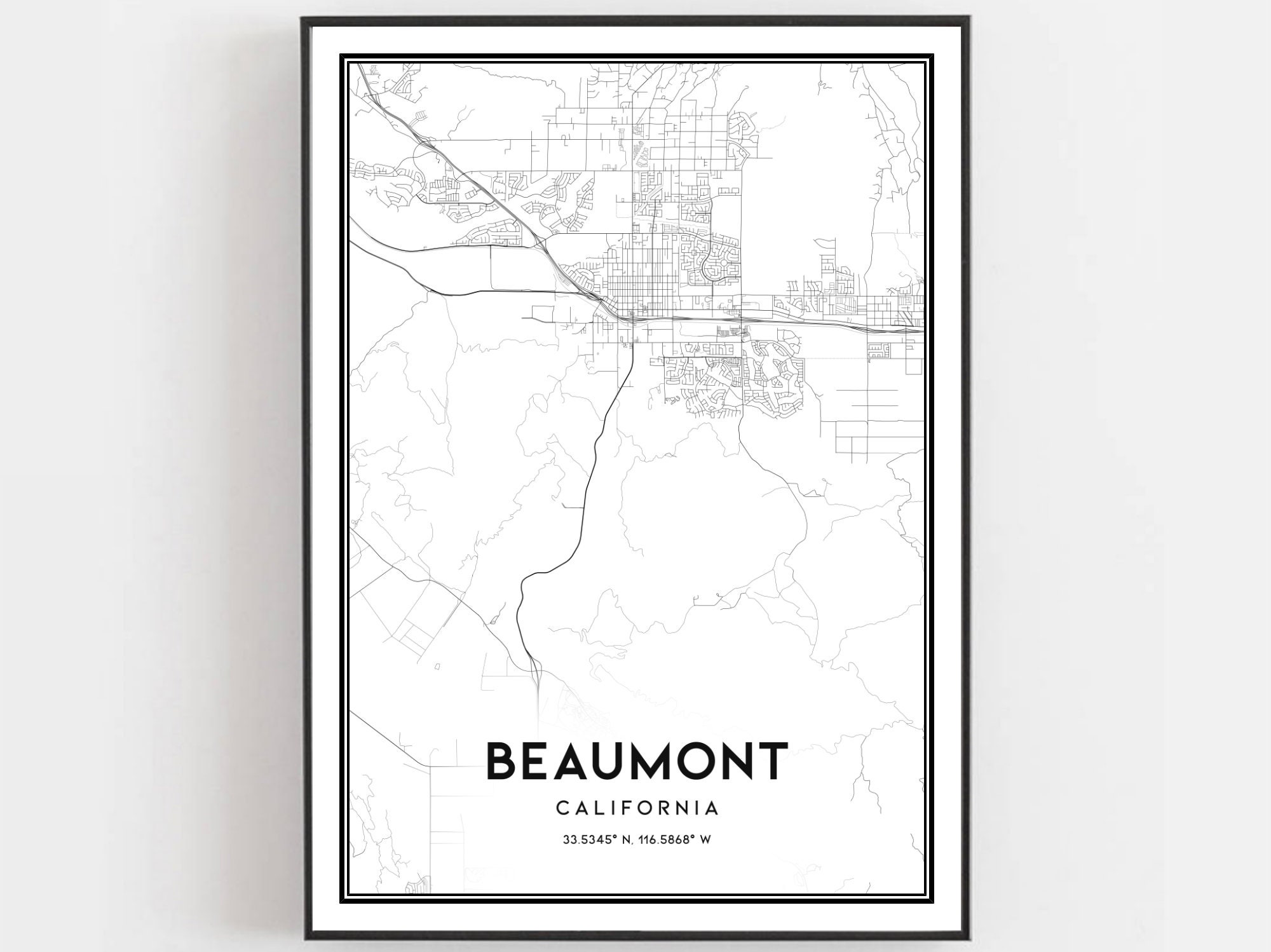 Beaumont Map Print Beaumont Map Poster Wall Art Ca City | Etsy