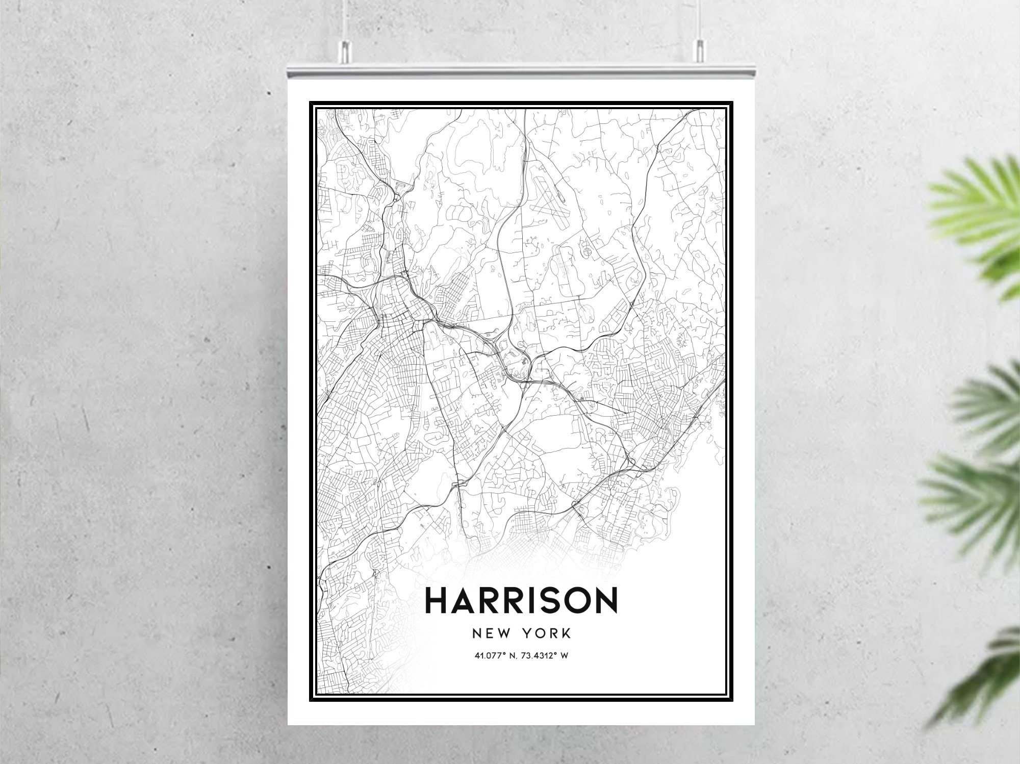 Harrison Map Print, Harrison Map Poster Wall Art, Ny City Map, New York ...