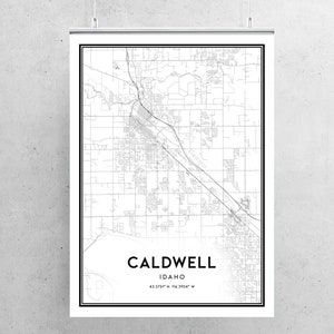 Caldwell Map Print, Caldwell Map Poster Wall Art, Id City Map, Idaho ...