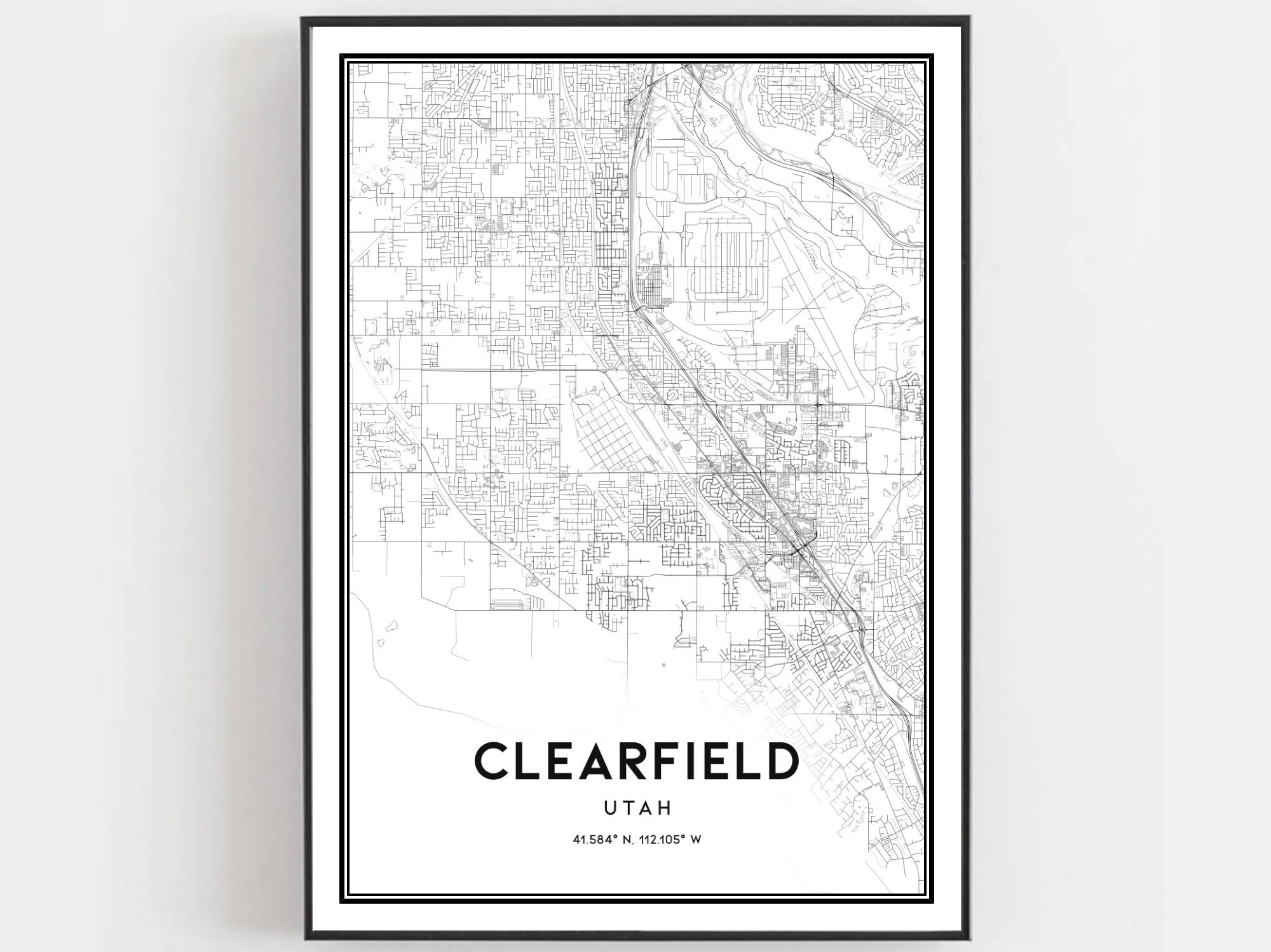 Clearfield Map Print, Clearfield Map Poster Wall Art, Ut City Map, Utah ...