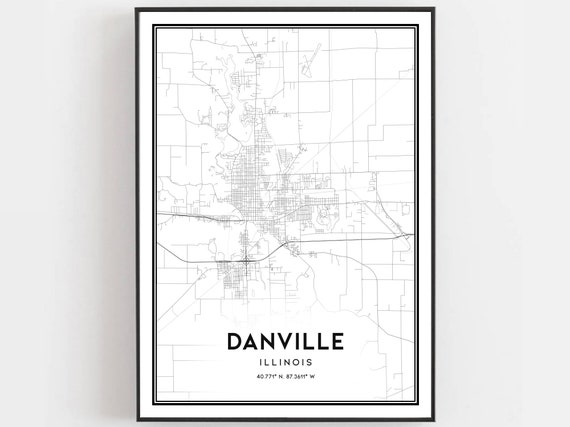 Danville Map Print Danville Map Poster Wall Art Il City Map | Etsy
